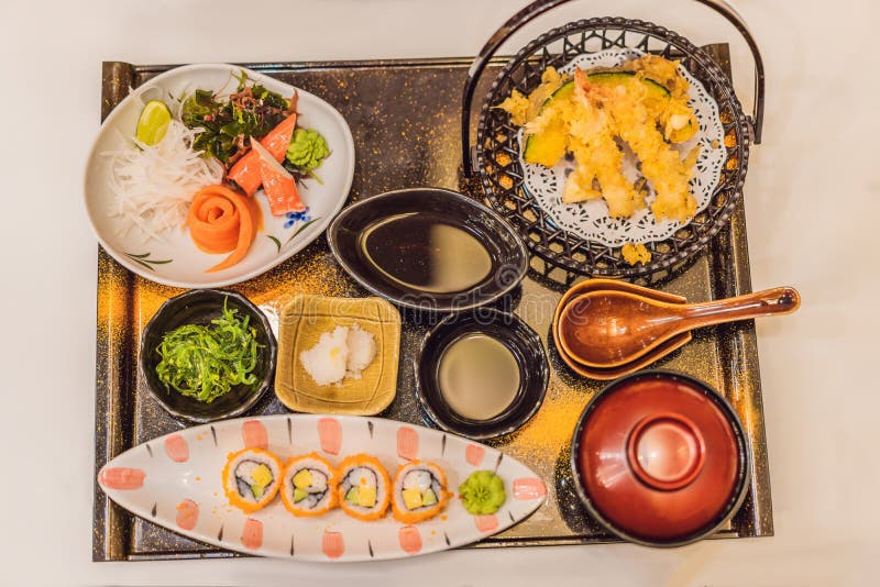 Japanese Bento Set. Food at a Japanese Restaurant Stock Image - Image ...