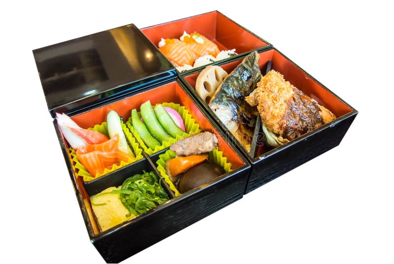 Japanese bento set on tray stock photo. Image of traditional - 63953268