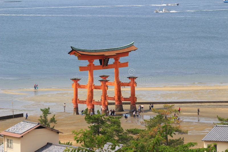 Japanese Big Gate in Miyajima, Japan Editorial Photography - Image of ...