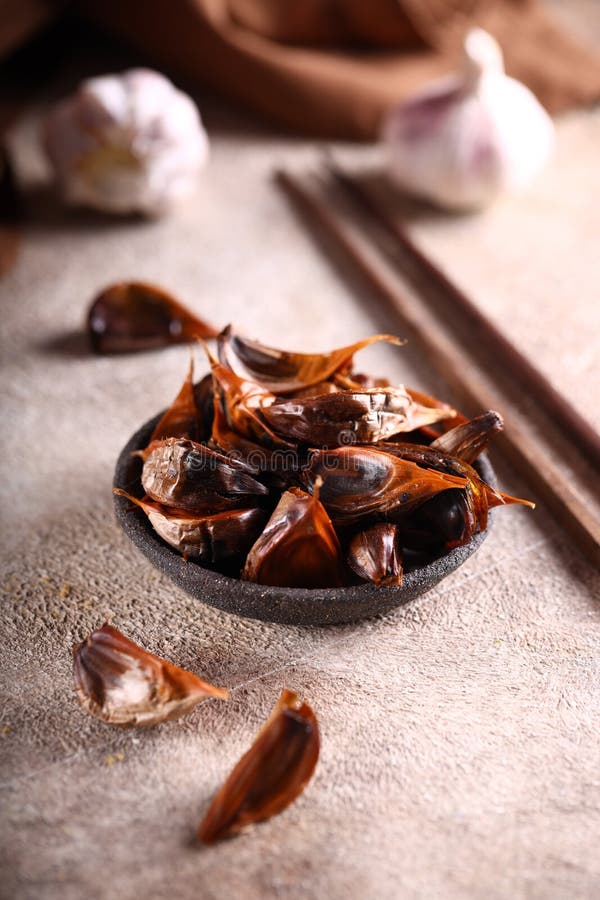 Japanese Black Fermented Garlic on the Table Stock Photo - Image of ...