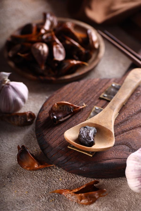 Japanese Black Fermented Garlic on the Table Stock Photo - Image of ...