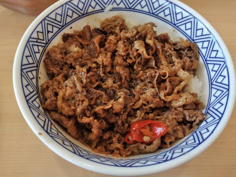Japanese Blackpepper Beef Rice Bowl Stock Image - Image of beef, rice ...