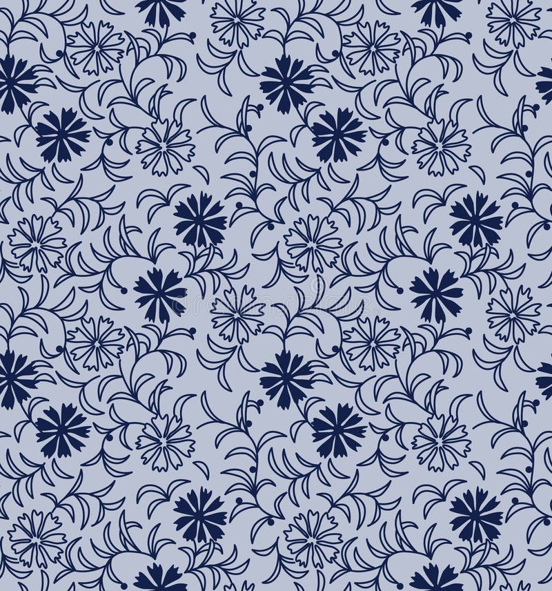 Japanese Blue Flower Vector Seamless Pattern Stock Vector ...