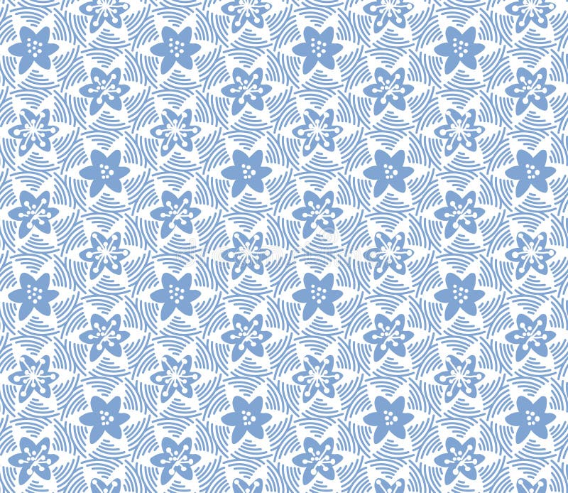 Japanese Blue Rose Bud Vector Seamless Pattern Stock Vector ...