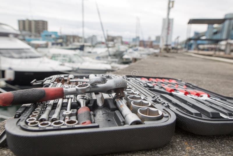 Boat Maintenance Scenery and Tools Stock Image - Image of industrial ...