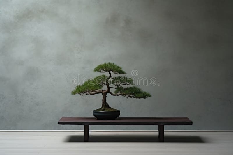 Japanese Bonsai Tree on a Minimalist Table Stock Photo - Image of ...
