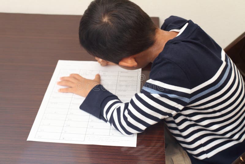 Japanese Boy Doing Homework Stock Image - Image of back, eight: 106865507
