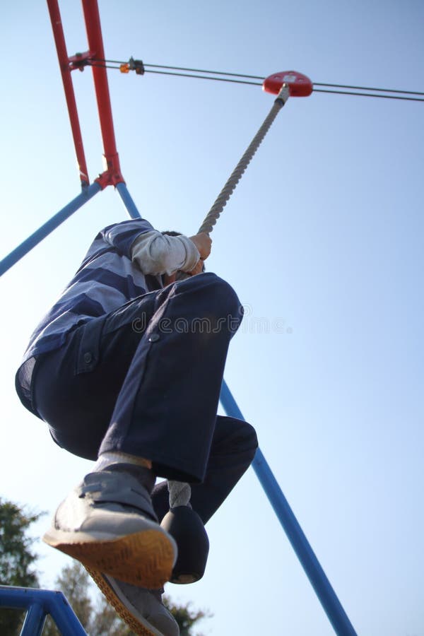 Japanese Boy Playing with Flying Fox Stock Image - Image of outdoor ...