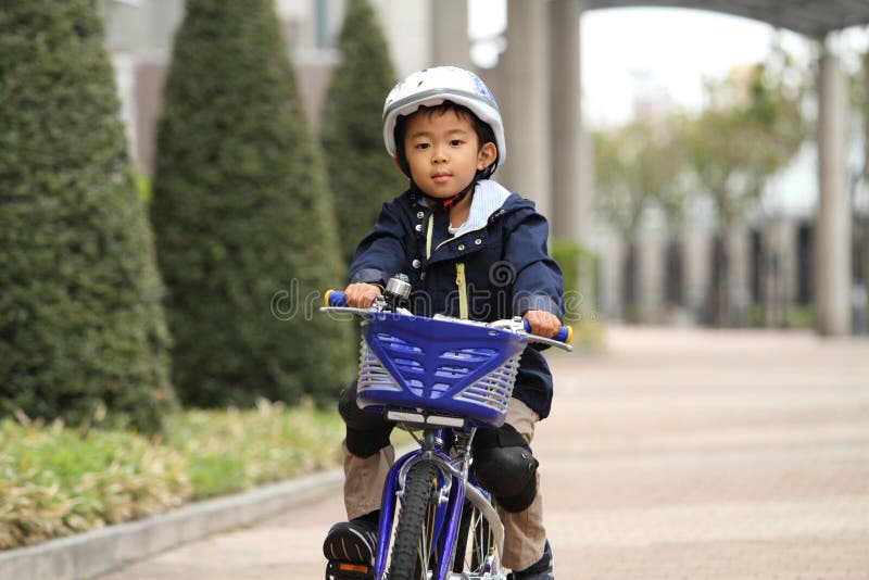 Japanese Boy Riding on the Bicycle Stock Image - Image of japanese ...
