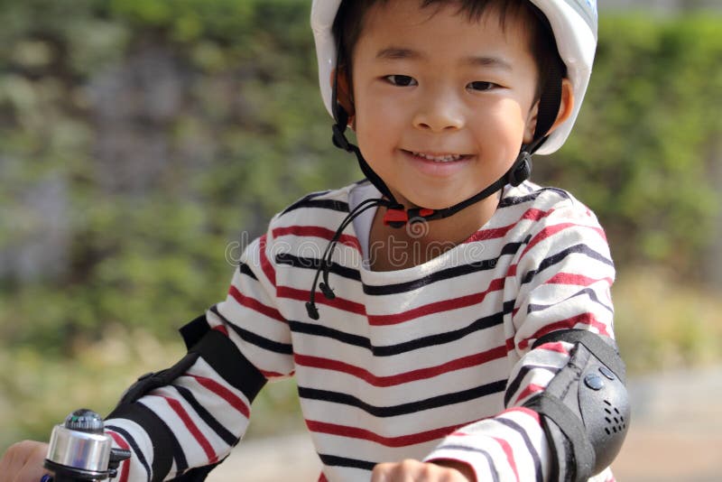 Japanese Boy Riding on the Bicycle Stock Image - Image of kindergarten ...