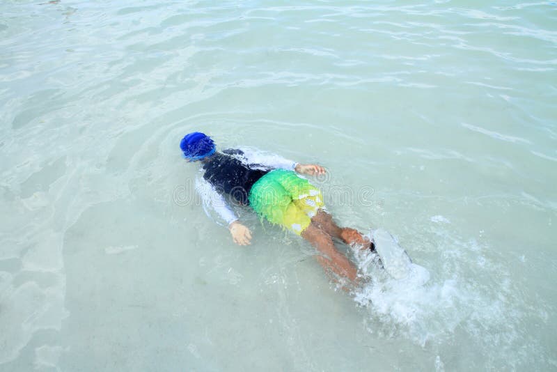 Japanese Boy Swimming in the Sea Stock Image - Image of resort, male ...