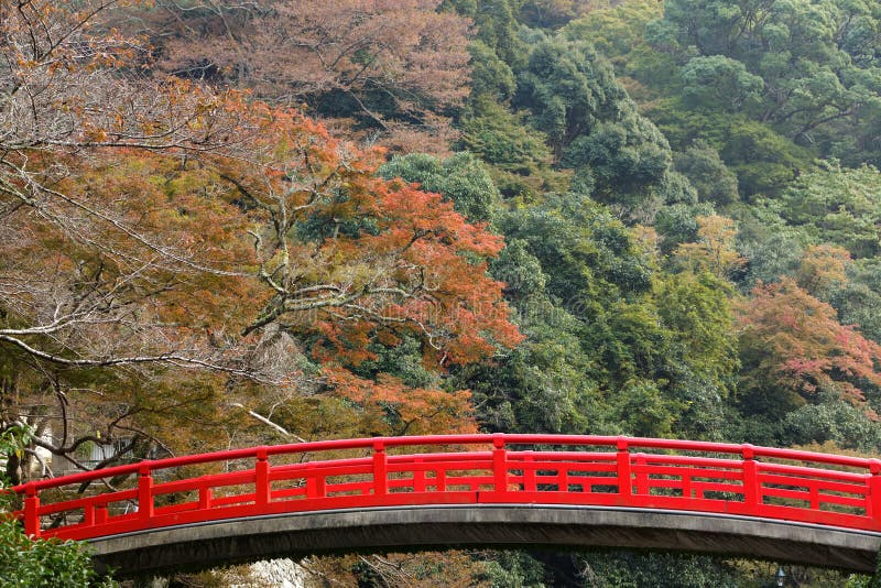 Japanese bridge and temple stock photo. Image of fall - 23701678