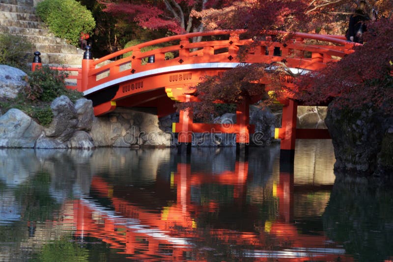 Japanese bridge in fall stock image. Image of temple, architecture ...