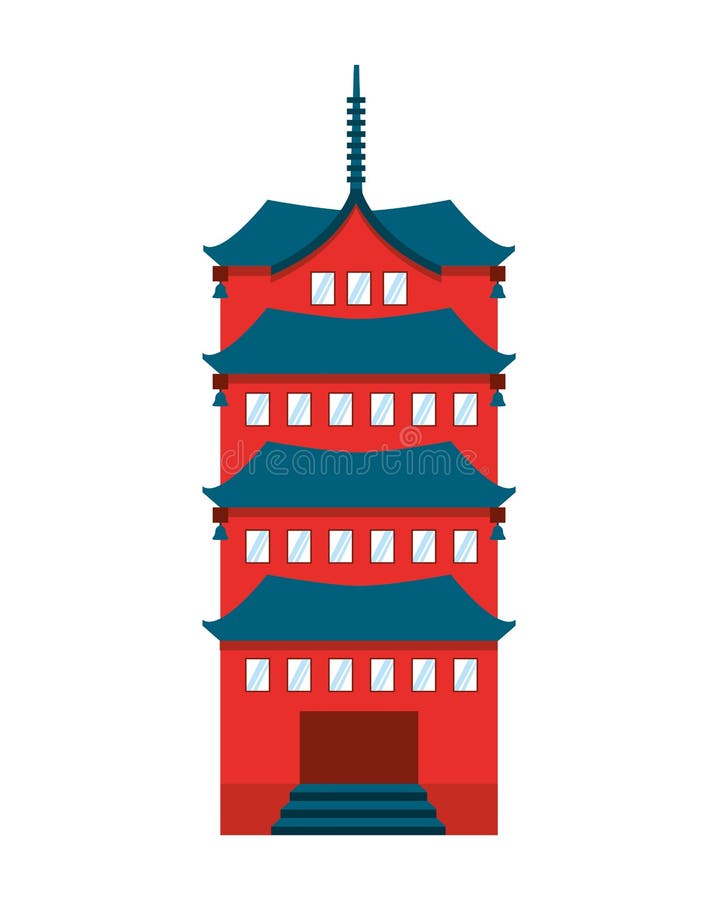 Japanese Building Isolated Icon Design Stock Illustration ...