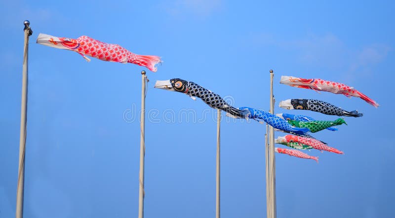Japanese carp-shape flags stock image. Image of asian - 9711355