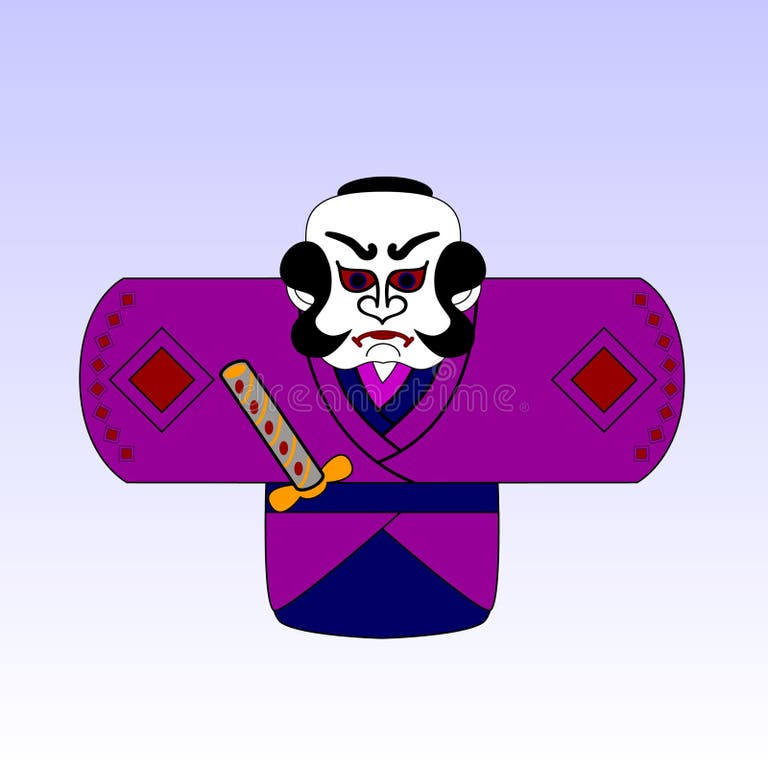 Japanese Cartoon Samurai with a Sword Stock Vector - Illustration of ...