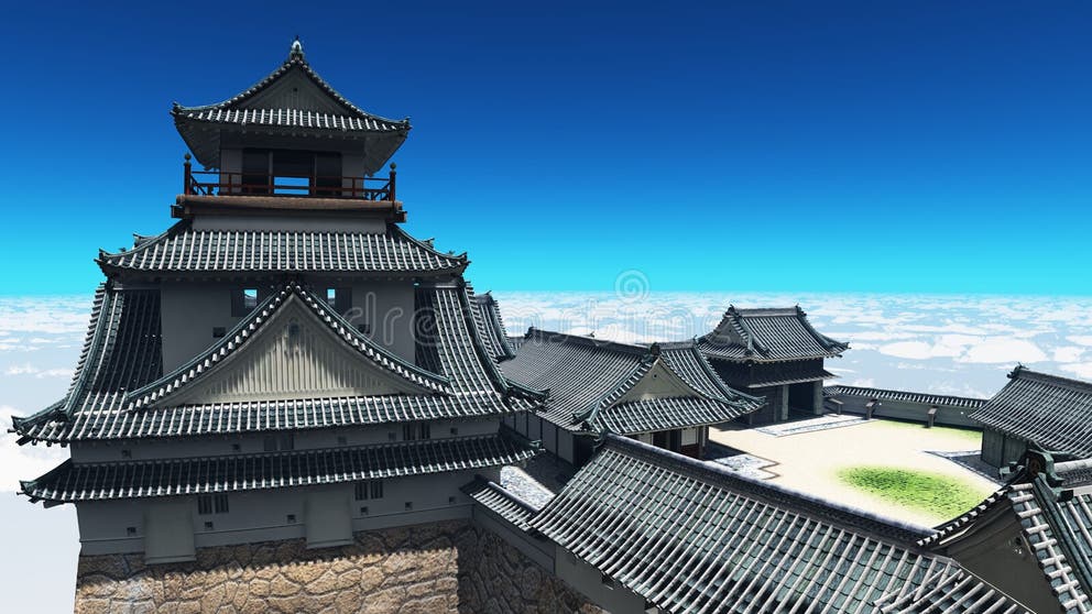 Castle Japanese Roof Stock Illustrations – 402 Castle Japanese Roof ...