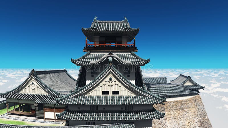 Japanese castle stock illustration. Illustration of roof - 22576456