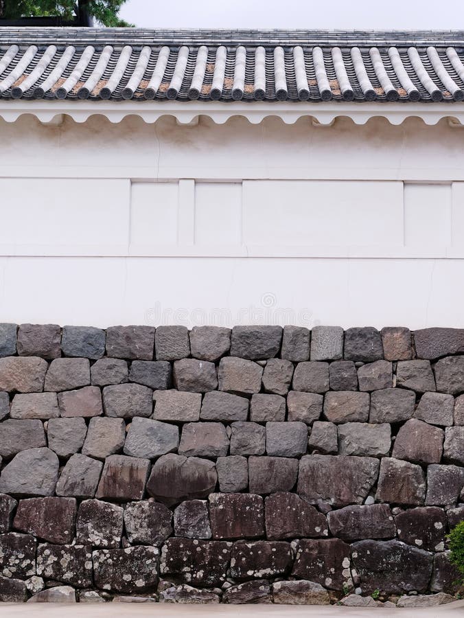 Japanese Castle Walls and Roof Stock Image - Image of fort, build ...