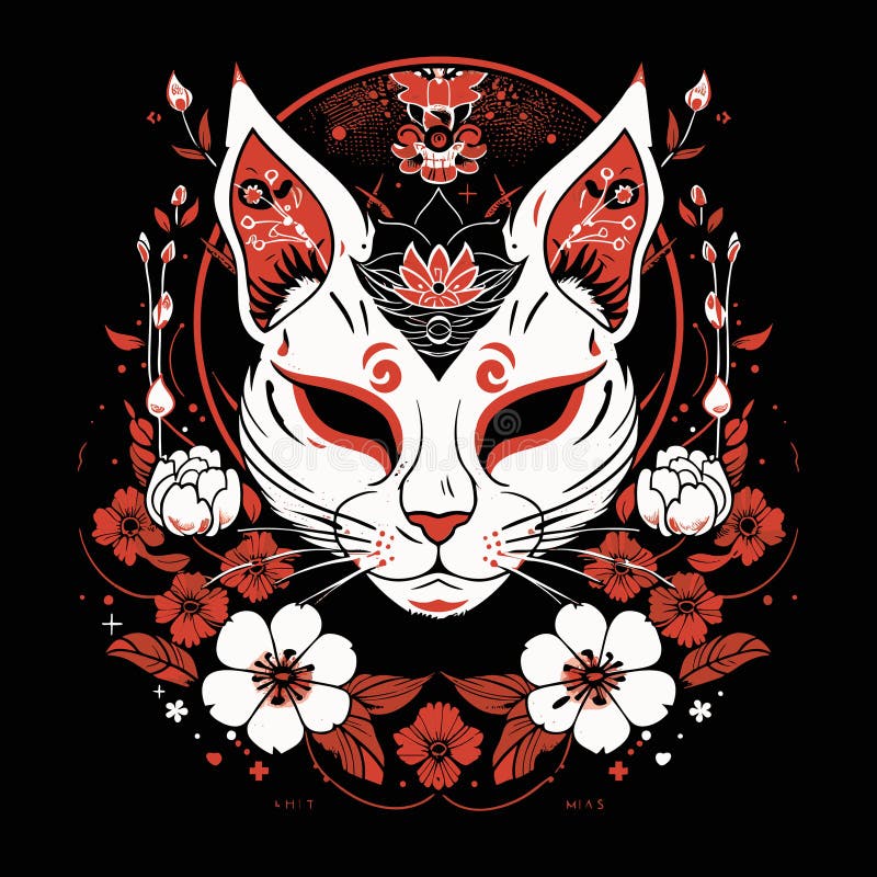 Japanese cat mask design stock vector. Illustration of culture - 361697062