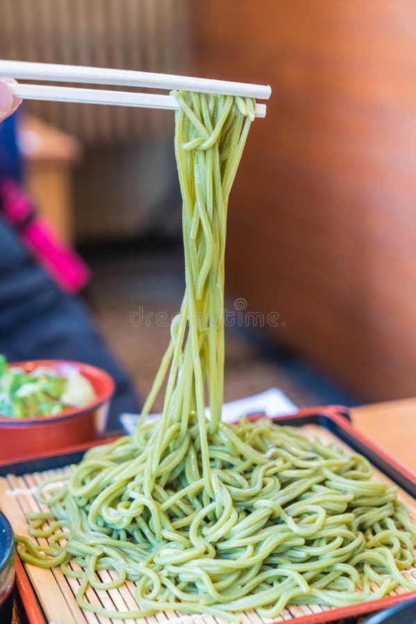 Japanese Cha Soba (Green Tea Soba) in Dish Stock Image - Image of asian ...