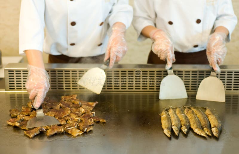 Japanese chef cooking stock image. Image of inside, culinary - 24022697