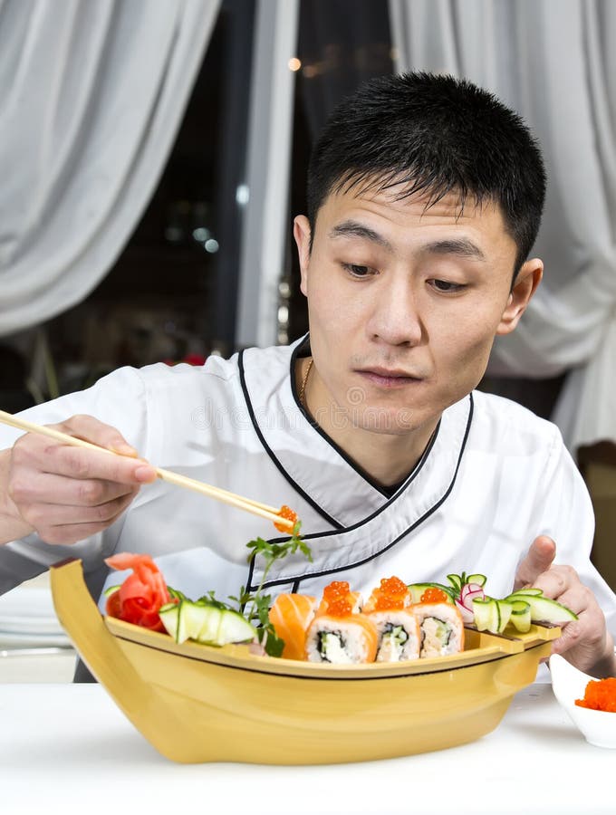 Japanese chef stock image. Image of lunch, male, cuisine - 37489763