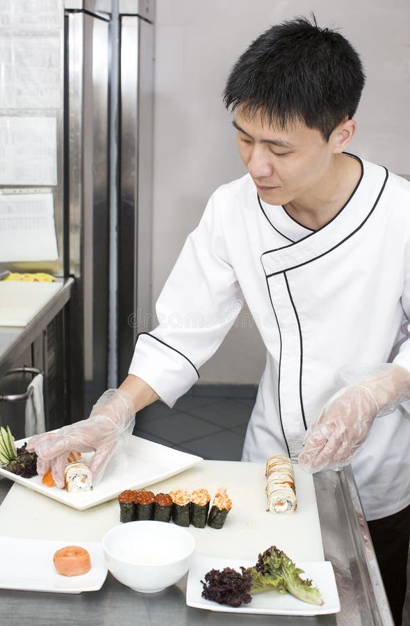 Japanese chef stock photo. Image of male, dinner, kitchen - 35441042
