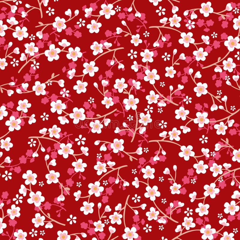 Japanese Cherry Blossom Pattern on Pink Stock Vector - Illustration of ...