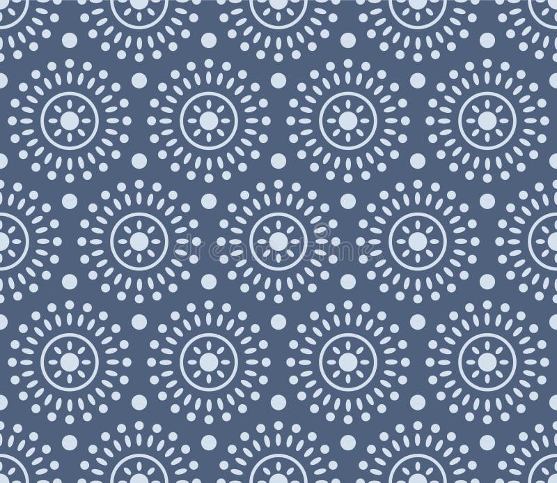 Japanese Circle Flower Vector Seamless Pattern Stock Illustration ...