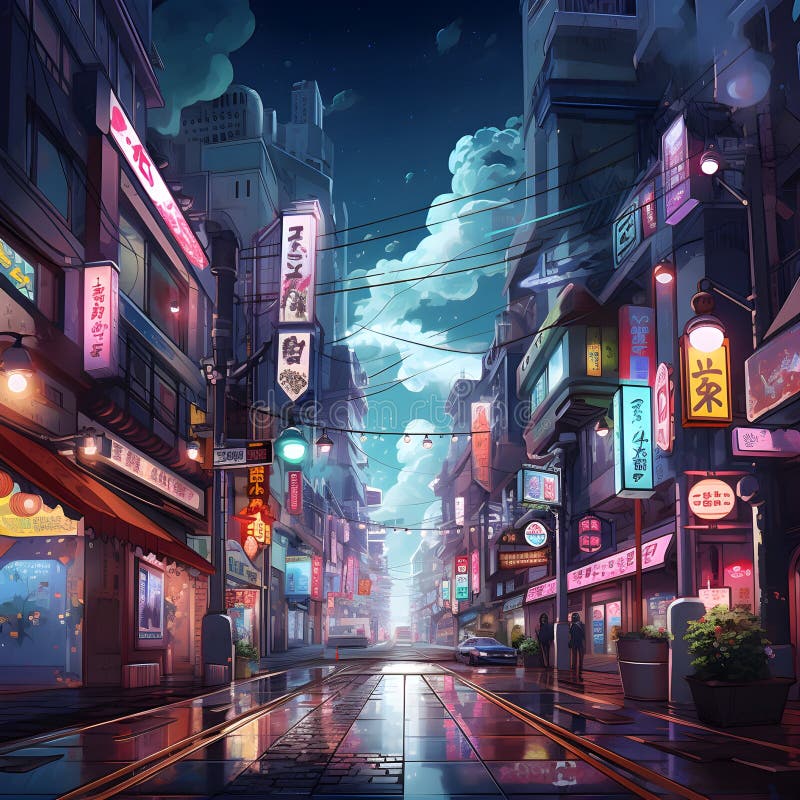 Japanese Street Residential Scenery Animation Village, Ai Generative ...