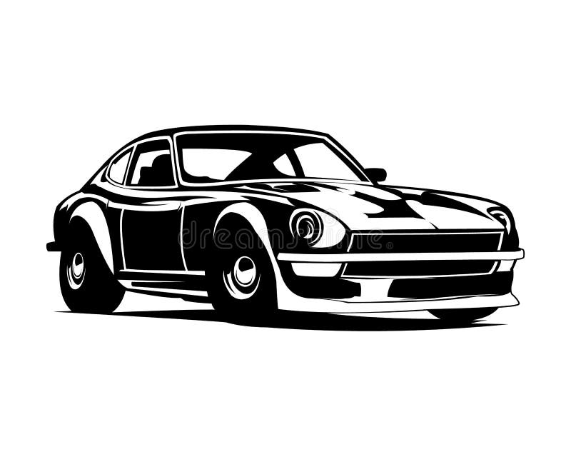 Japanese Classic Sports Car Logo Isolated On A White Background Side View Vector Illustration