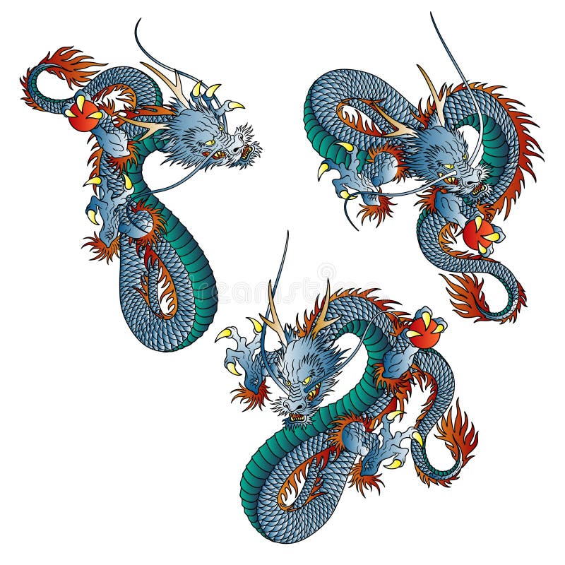 Japanese Classical Dragon Material Collection, Stock Vector ...