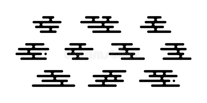 Japanese Clouds Vector Isolated Elements. Oriental Style Geometry ...