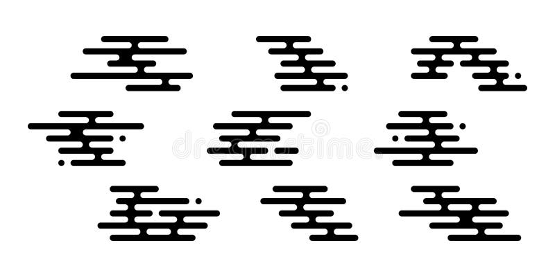 Japanese Clouds Vector Isolated Elements. Oriental Style Geometry ...