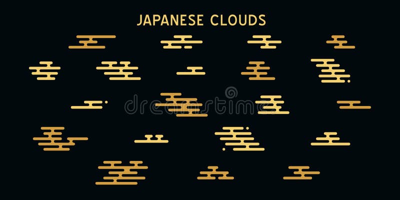 Japanese Clouds Vector Isolated Elements. Oriental Style Geometry ...