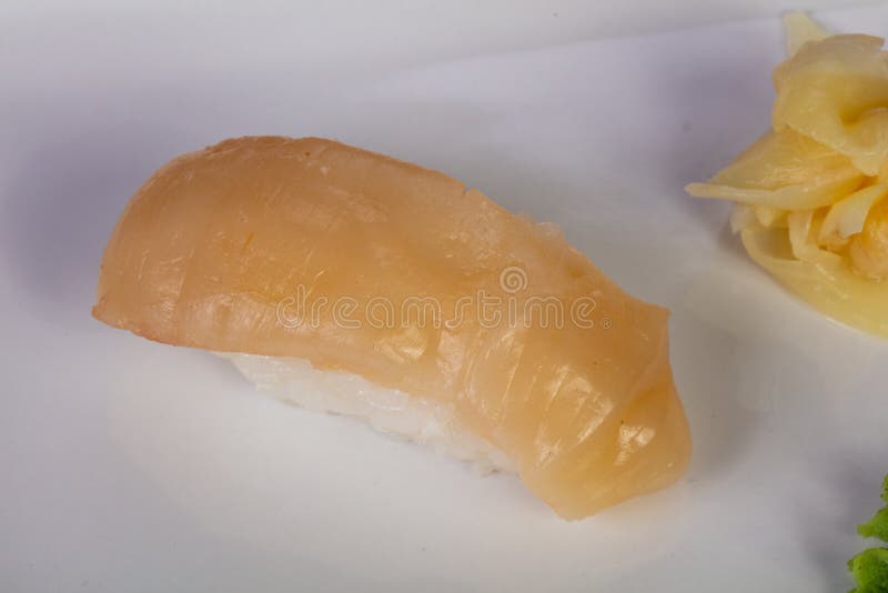 Japanese Sushi with Scallops Stock Image - Image of restaurant, rice ...