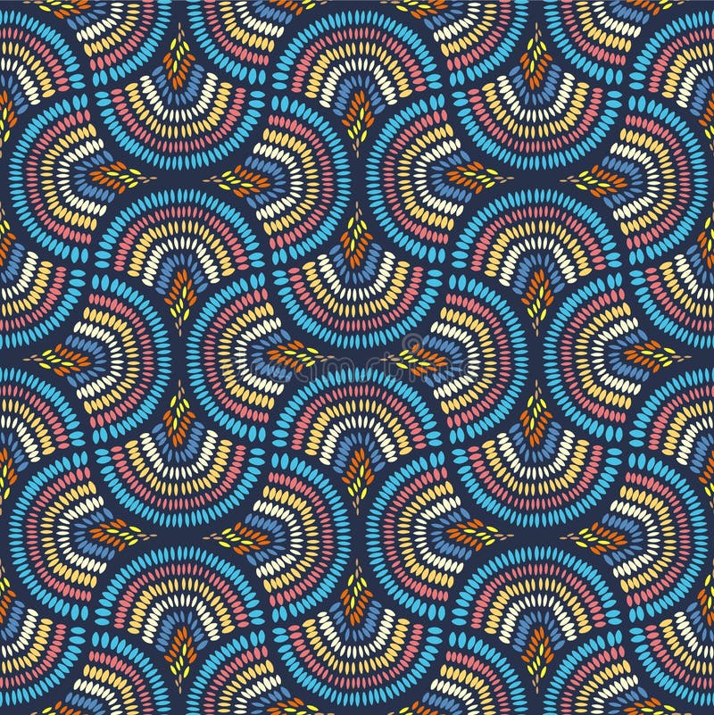 Japanese Colorful Feather Cross Wave Vector Seamless Pattern Stock ...