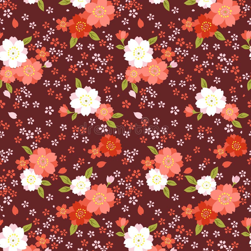 Japanese Pink And Blue Bamboo Leaf Seamless Pattern Stock Vector ...