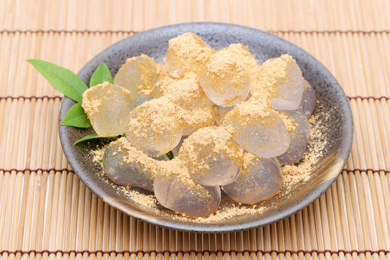 Japanese Confectionery Warabi-mochi Stock Photo - Image of bean ...