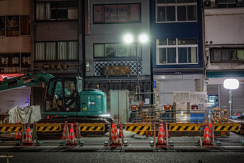 Japanese construction site editorial stock image. Image of equipment ...