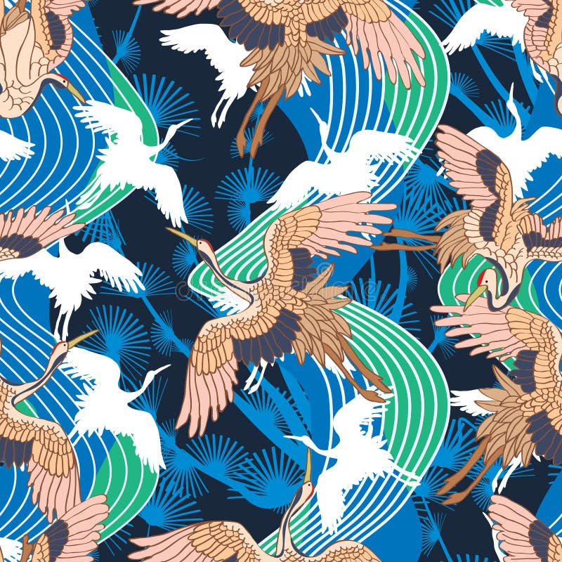 Crane Bird Pattern Stock Illustrations – 2,880 Crane Bird Pattern Stock ...