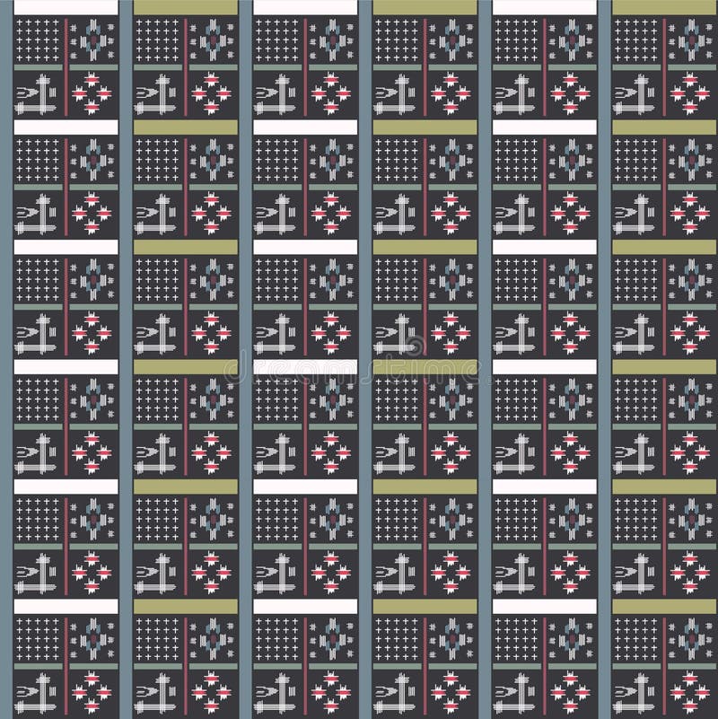 Japanese Cross Shape Line Square Vector Seamless Pattern Stock Vector ...