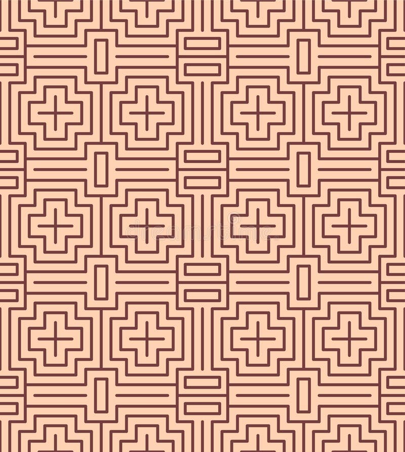 Japanese Cross Shape Maze Line Vector Seamless Pattern Stock Vector ...
