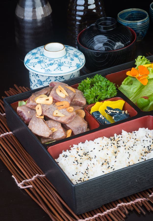 Japanese Cuisine. Beef Cube on the Background Stock Photo - Image of ...