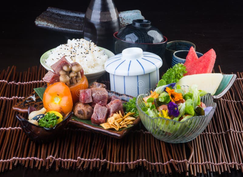 Japanese Cuisine. Beef Cube on the Background Stock Photo - Image of ...
