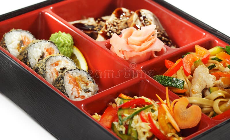 Japanese Cuisine - Bento Lunch Stock Photo - Image of dinner, bento ...