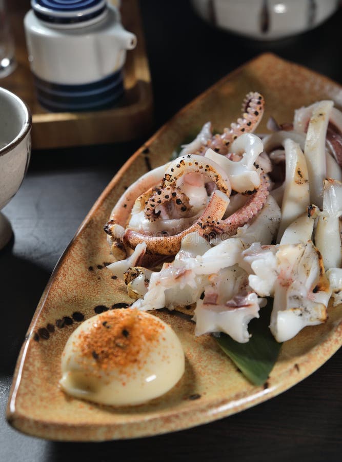 Japanese Cuisine Cuttlefish Salad Stock Image - Image of orange, meal ...