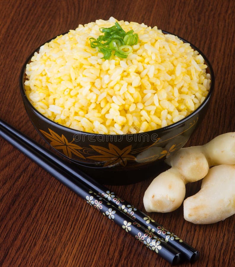 Japanese Cuisine. Ginger Fried Rice on the Background Stock Photo ...