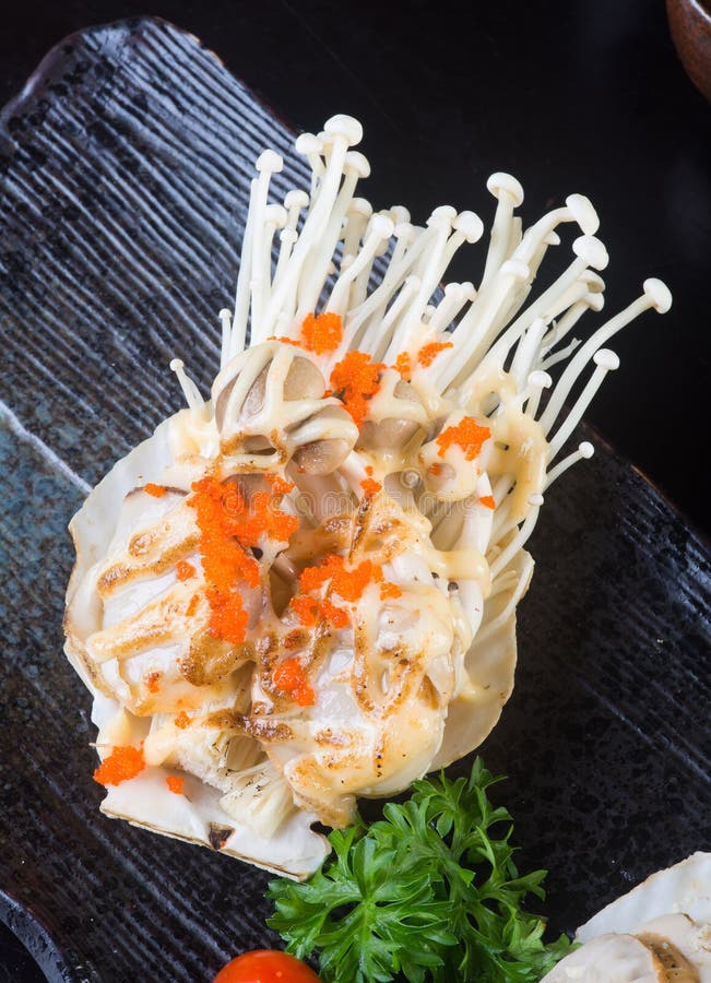 Grilled Shell and Eel at Tsukiji Fish Market in Tokyo Stock Photo ...